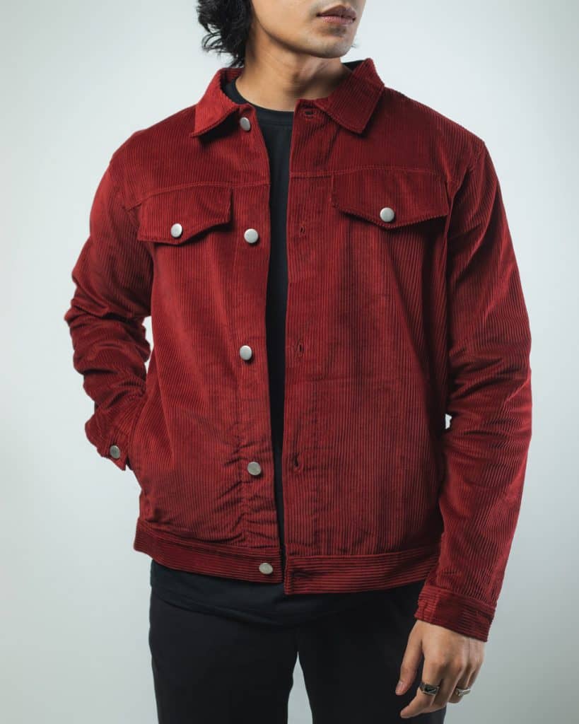 Men's Corduroy Jacket in Mighty Maroon | Maroon - Gorur Ghash