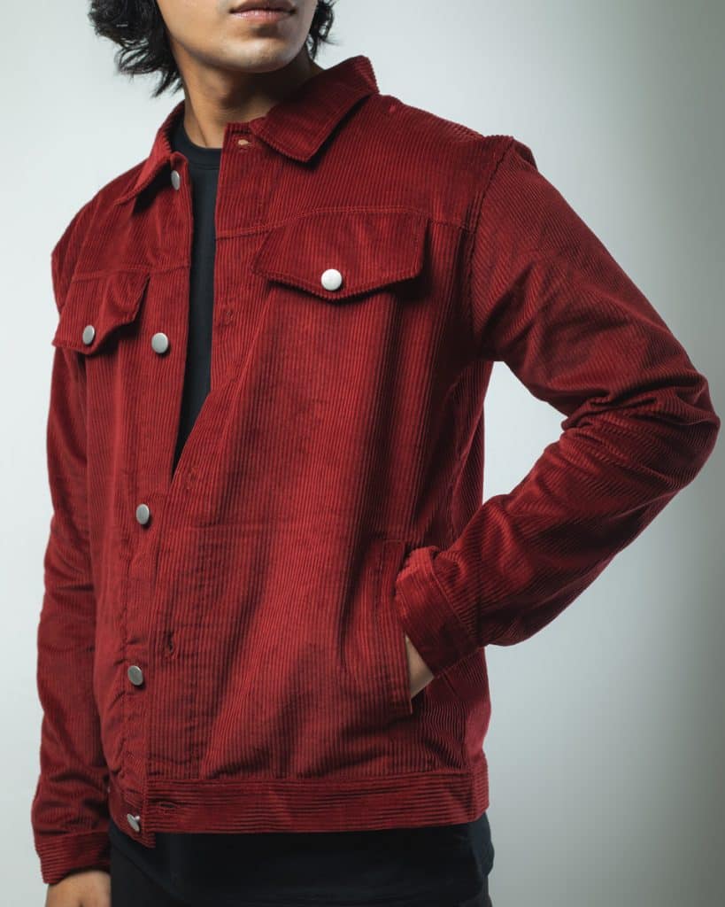 Men's Corduroy Jacket in Mighty Maroon | Maroon - Gorur Ghash