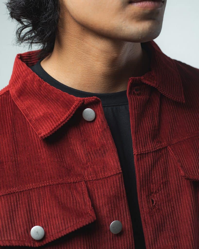Men's Corduroy Jacket in Mighty Maroon | Maroon - Gorur Ghash