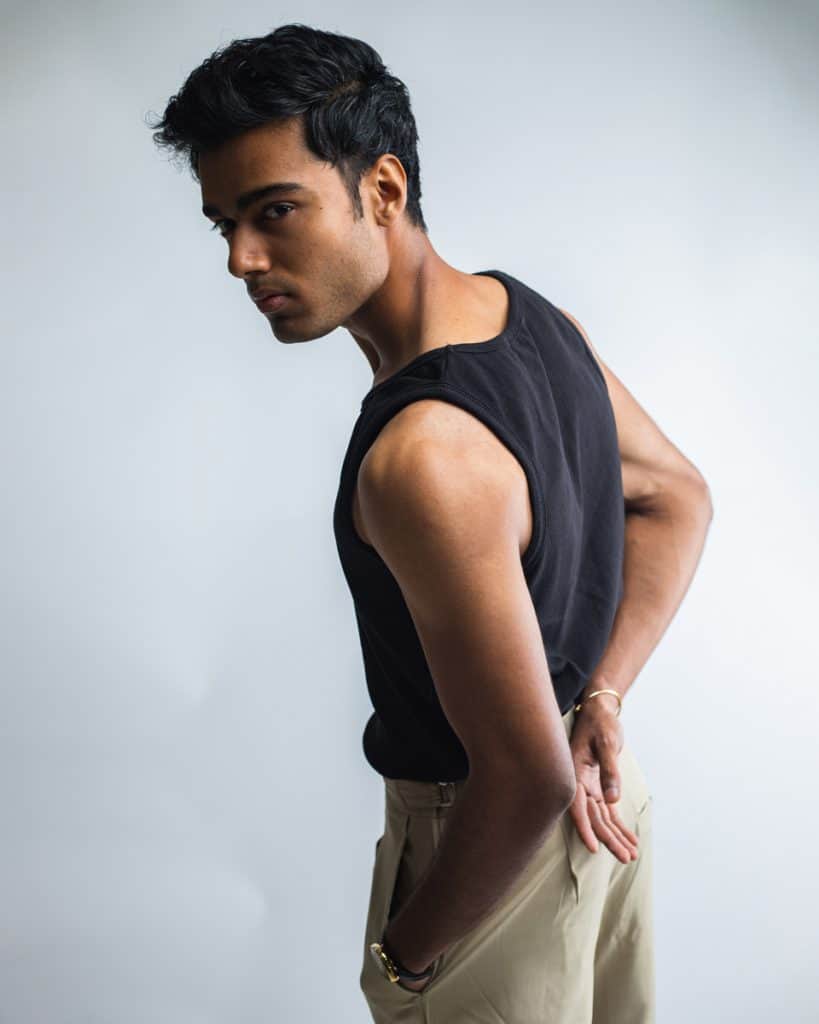 Men's Ribbed Tank Top in Black - Gorur Ghash