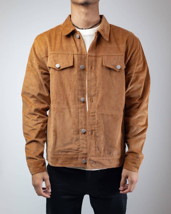 Men's Corduroy Jacket in Caramel Brown - Gorur Ghash