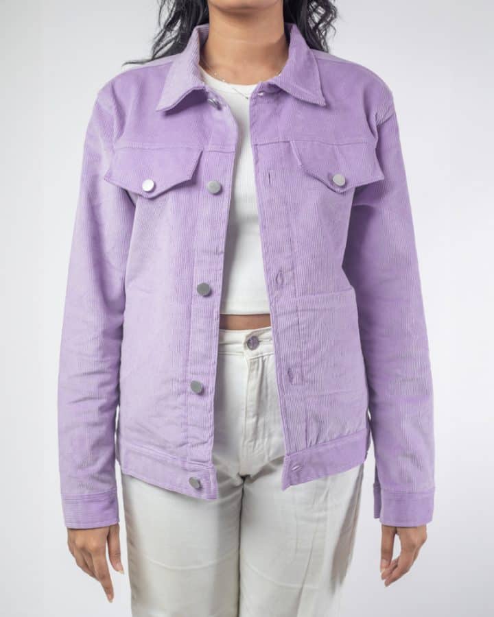 Women's Corduroy Jacket in Bright Lavender - Gorur Ghash