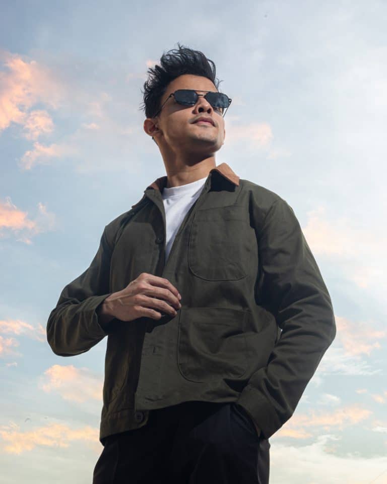 Men’s Green Chore Jacket with Cord Collar - Gorur Ghash