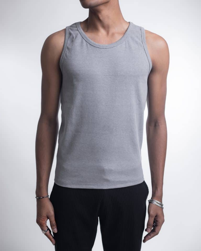 Men's Ribbed Tank Top in Gray - Gorur Ghash
