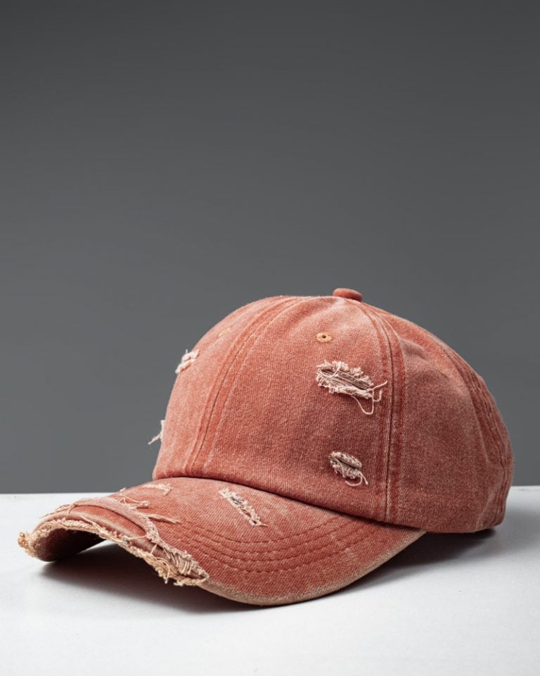 Distressed Denim Baseball Cap - Gorur Ghash
