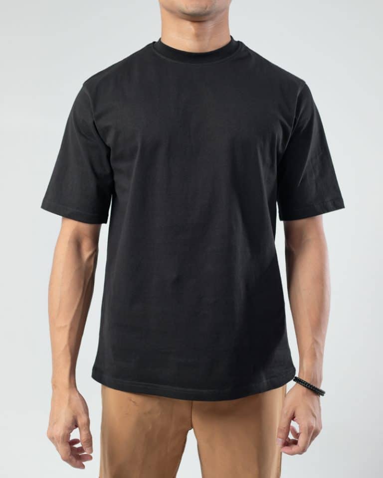 Men's Oversized Drop Shoulder Solid T-shirt in Black - Gorur Ghash