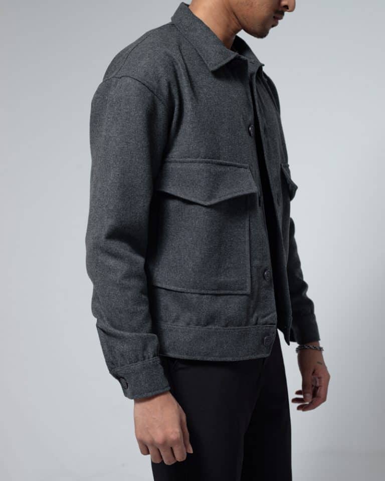 Men's Thick Boxy Jacket in Dark Grey - Gorur Ghash