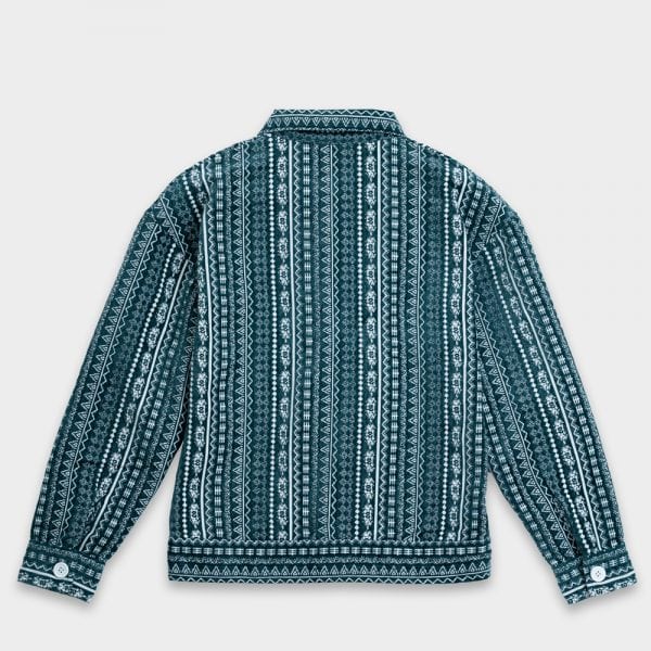 Aztec Weave Jacket in Deep Green - Gorur Ghash